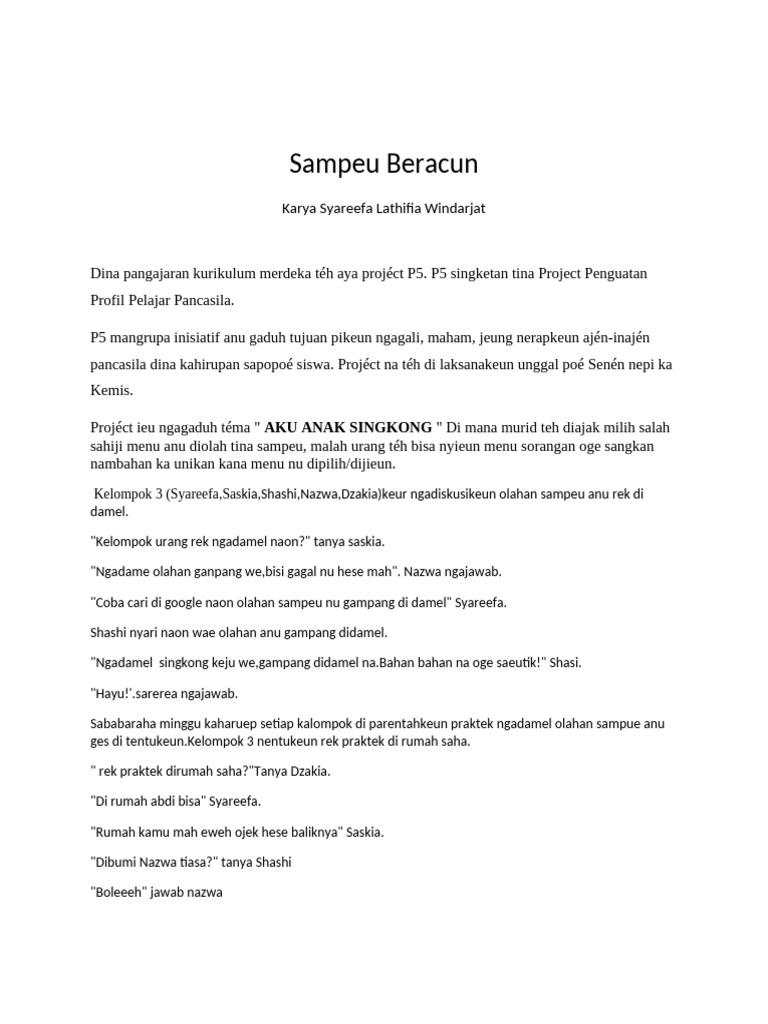 Sampeu Beracun-WPS Office | PDF | Cooking, Food & Wine