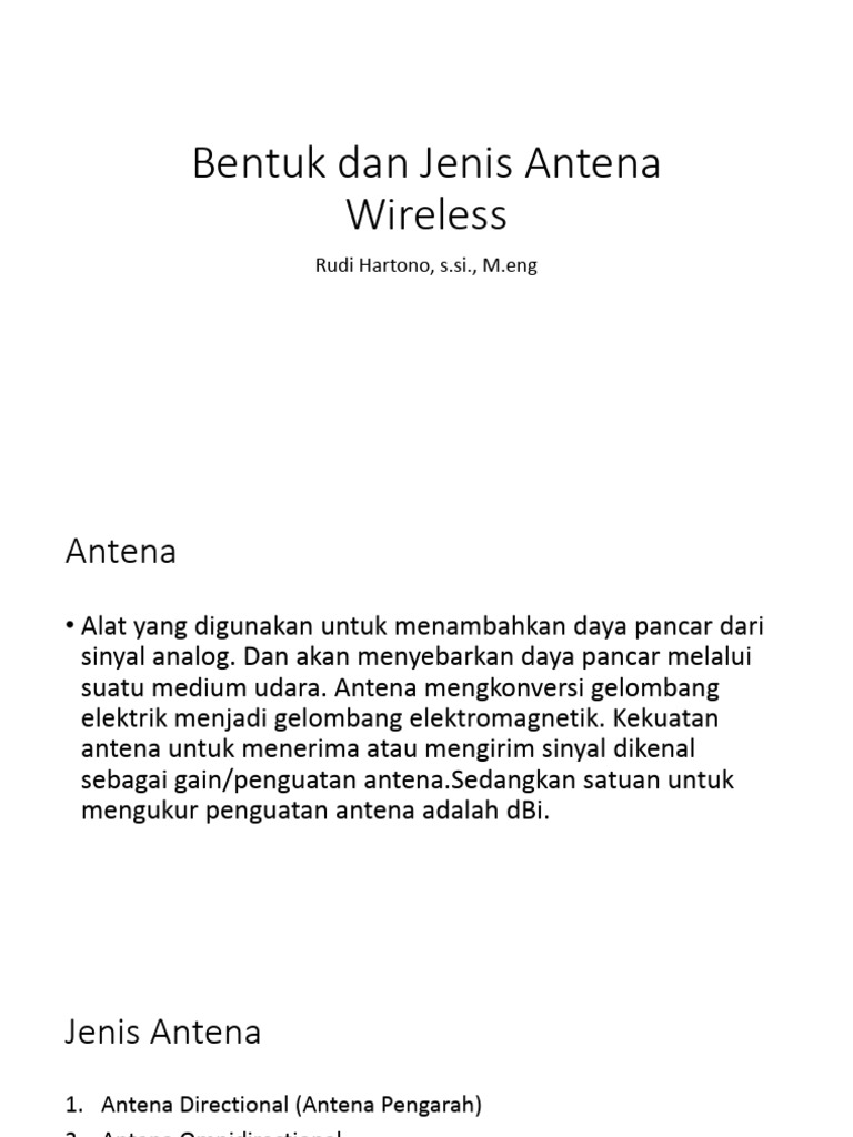 Bentuk Dan Jenis Antena Wireless | PDF