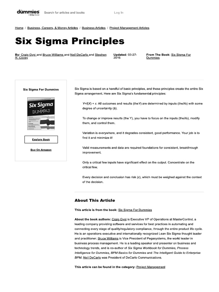 6 Sigma Principles | PDF