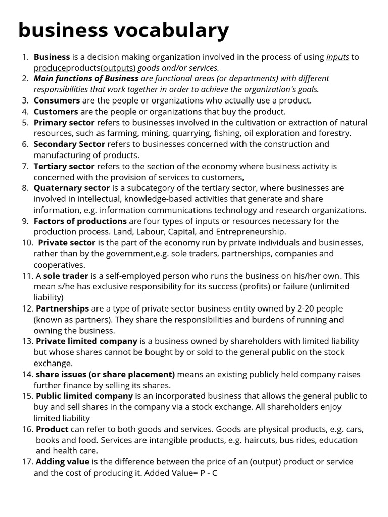 Business Vocabulary PDF | PDF