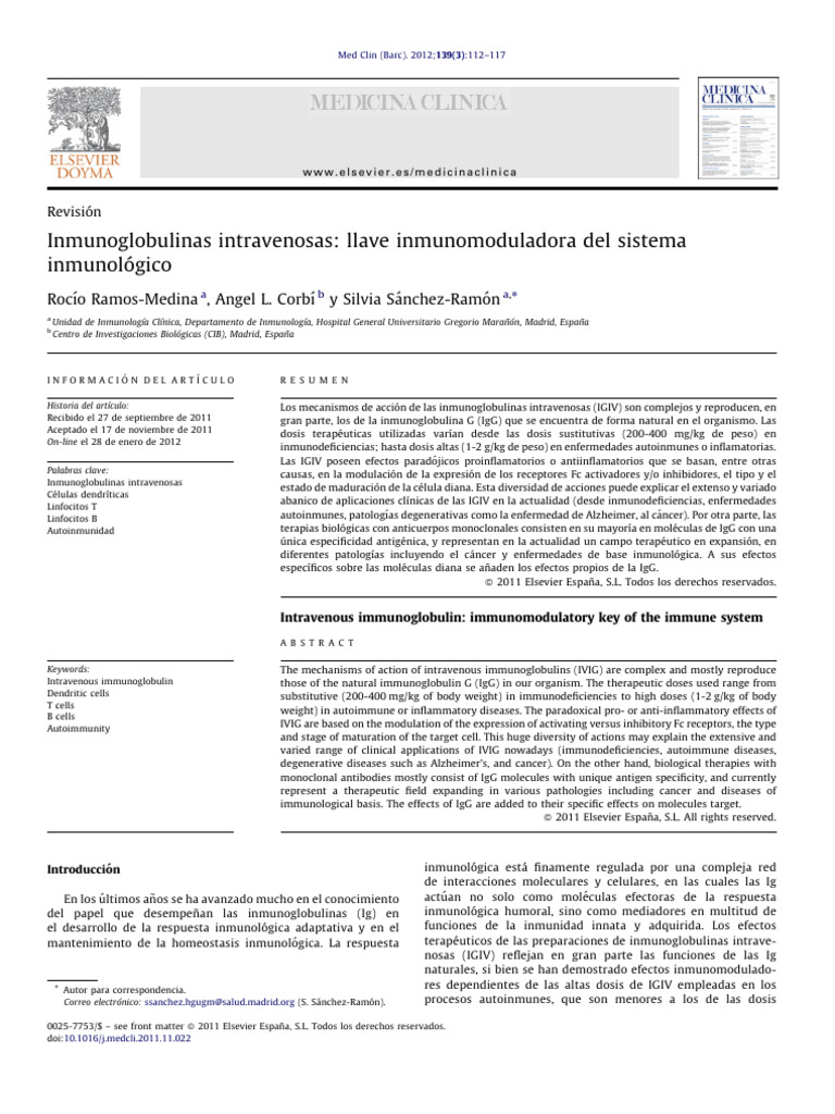 Inmunoglobulinas Intravenosas Llave Inmu | PDF
