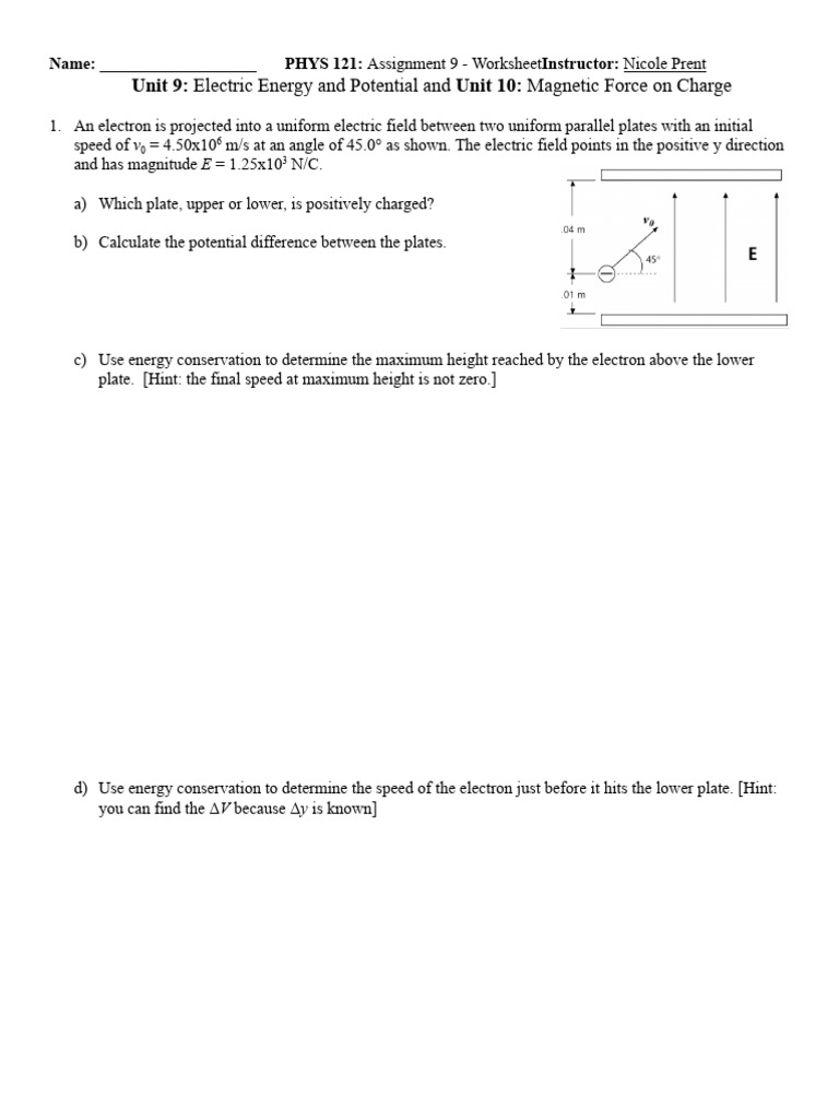 Worksheet - Electric and Magnetic Force - Prent | PDF
