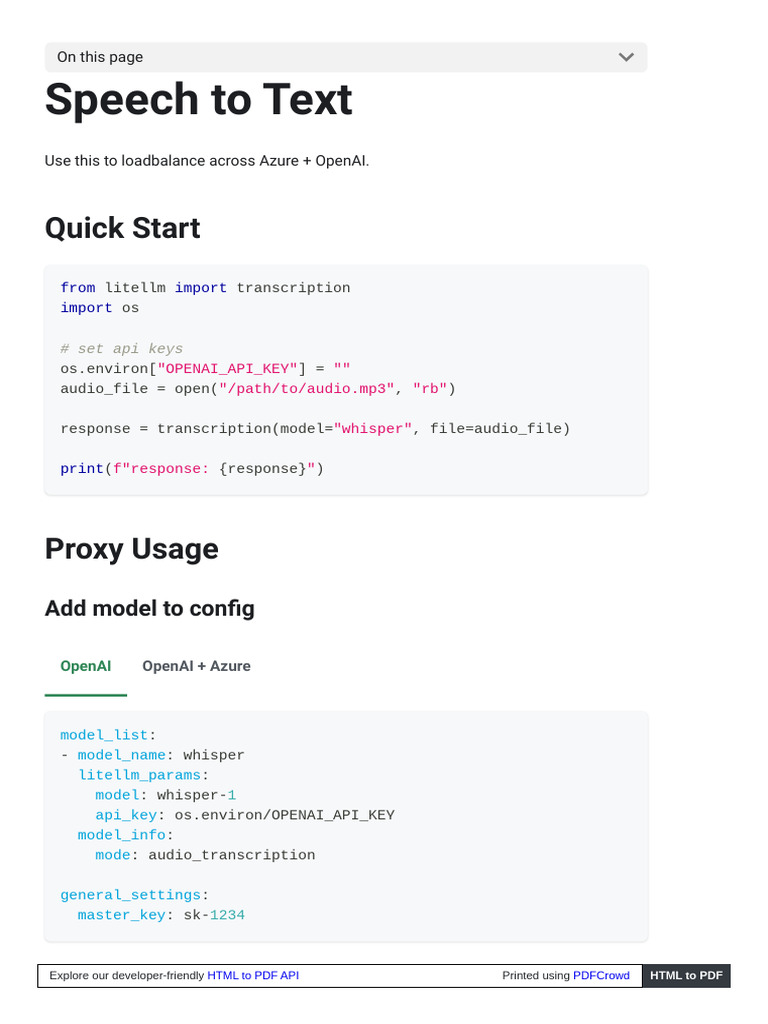 Litellm Vercel App Docs Audio Transcription | PDF