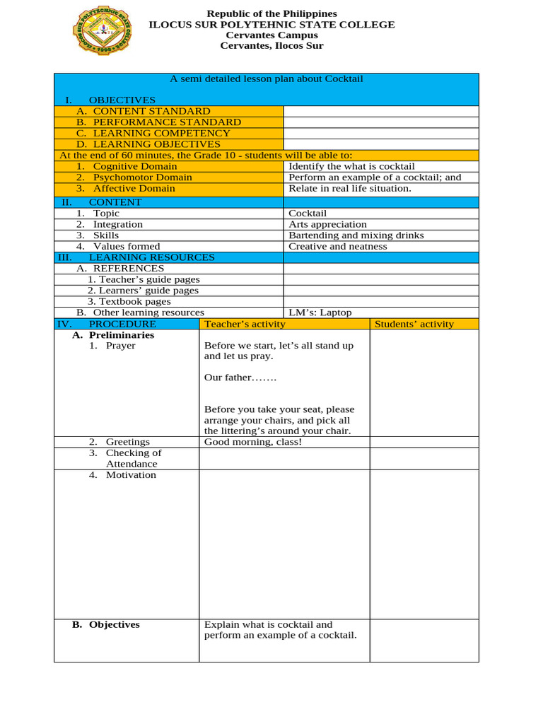 Lesson-Plan- cocktail | PDF