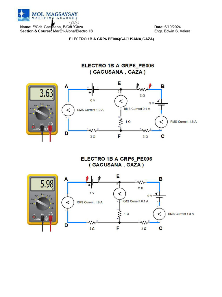 Electro 1B A GRP6 - Pe006 (Gacusana, Gaza) | PDF | Science & Mathematics