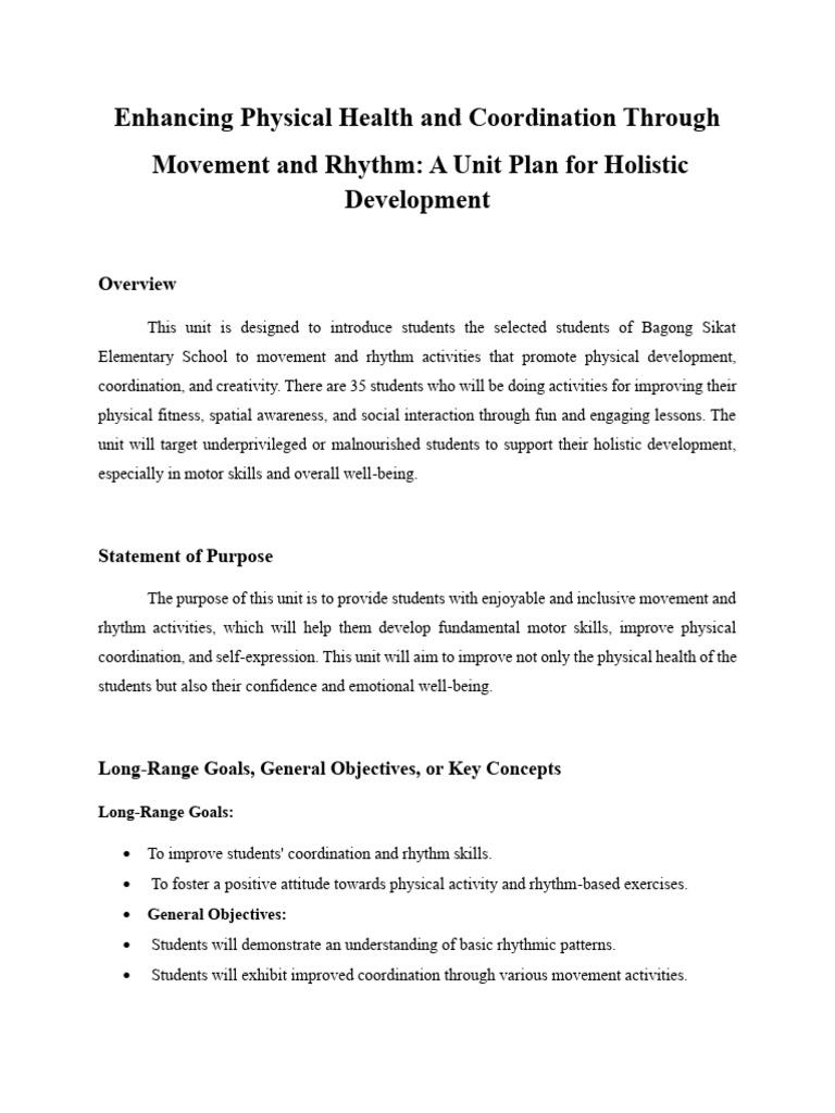 Movement and Rhythm Unit Plan Final | PDF | Rhythm | Learning