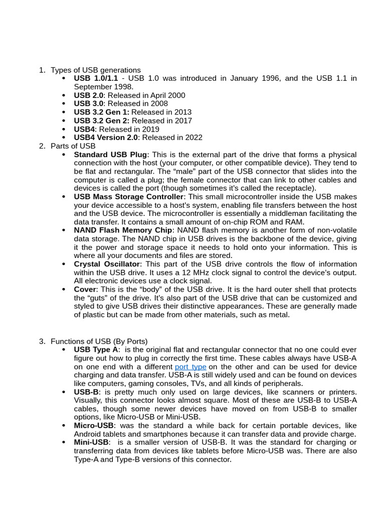 Types of USB Generations | PDF