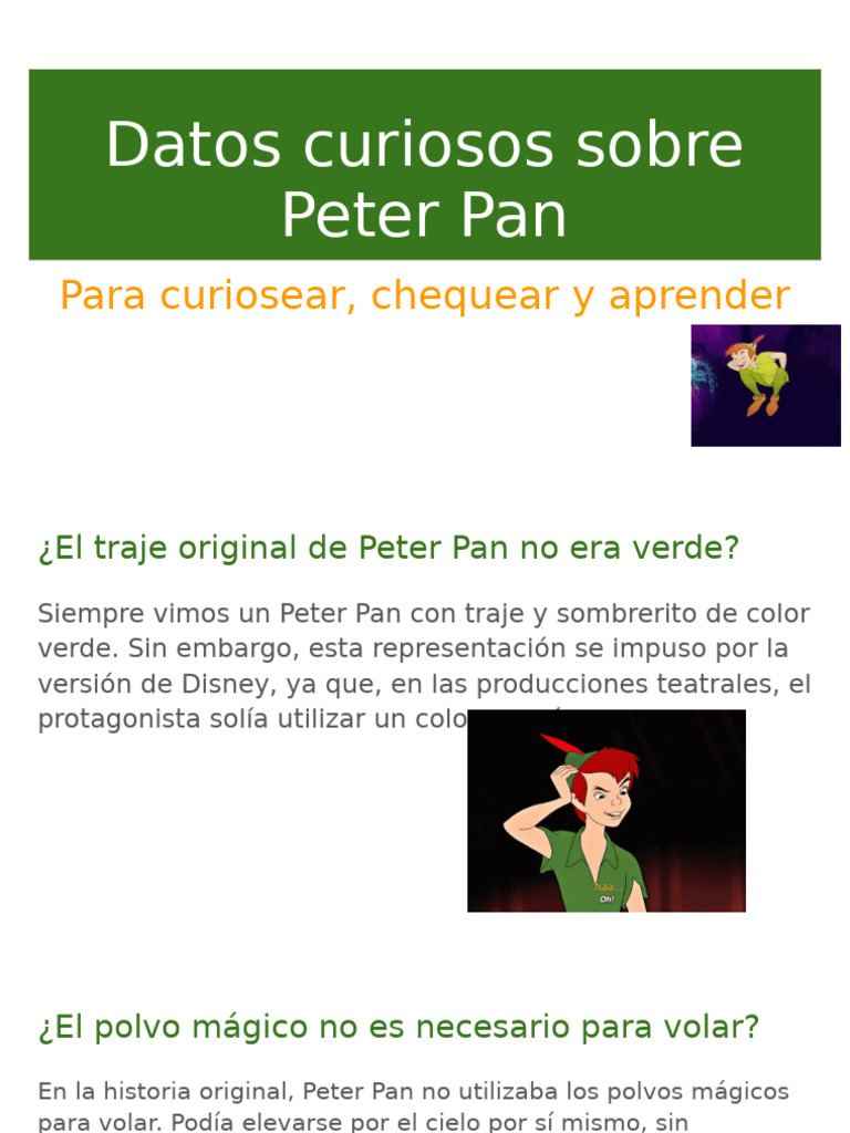 Datos Curiosos Sobre Peter Pan | PDF