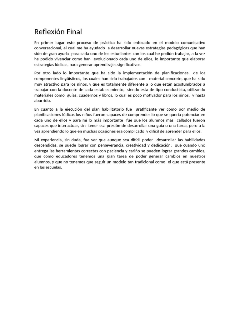 Reflexion Final | PDF