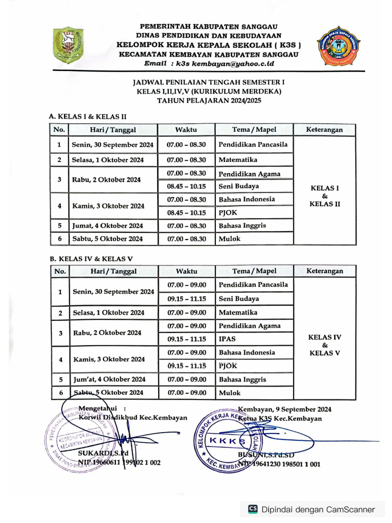 Jadwal Pts I Tp. 20242025 | PDF