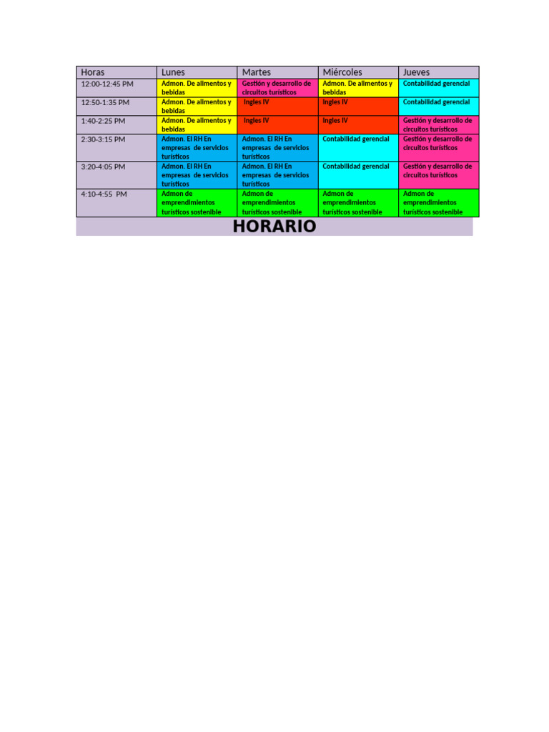 HORARIO | PDF