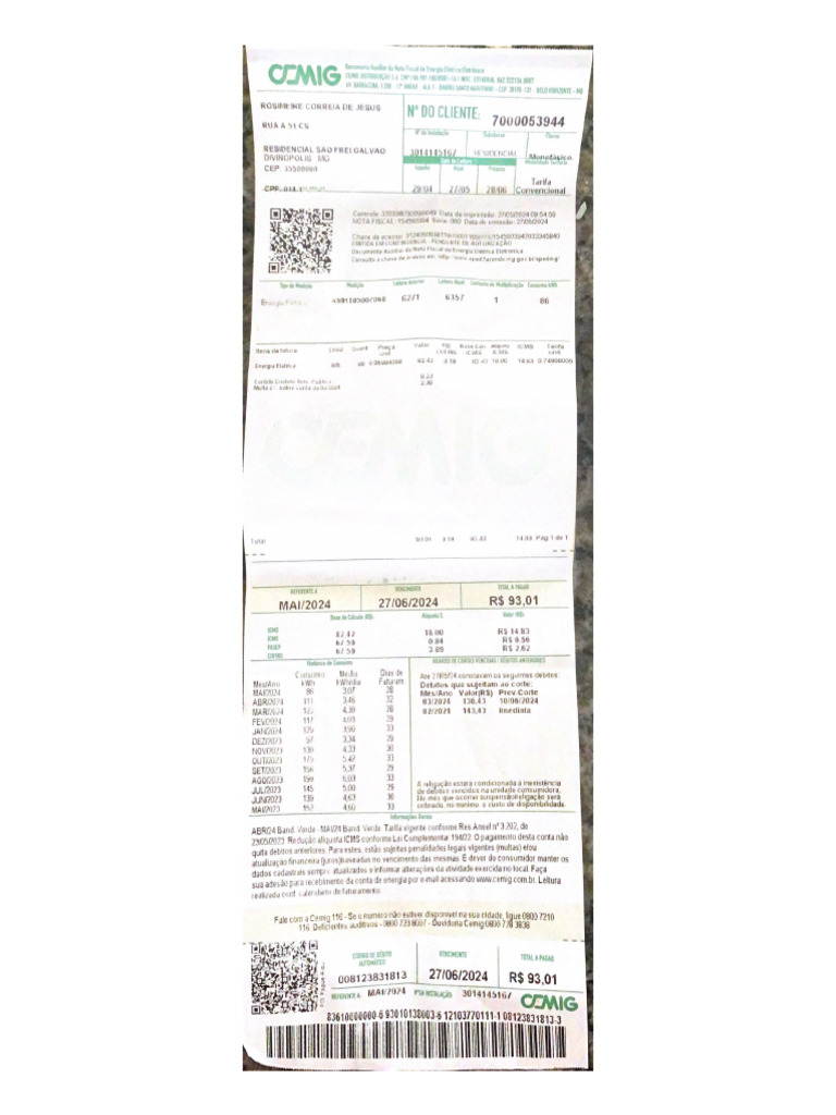 Documento Auxiliar Da Nota Fiscal de Energia Elétrica Eletrônica | PDF