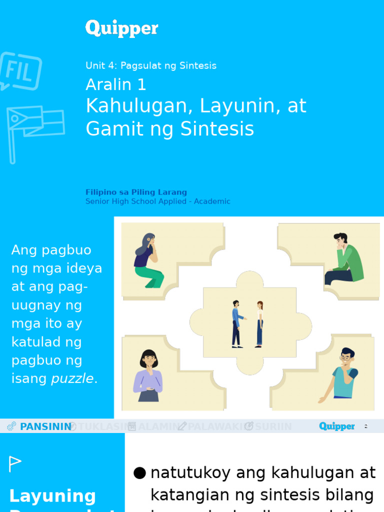 FPL 11 - 12 Q1 0401 - Kahulugan Layunin at Gamit NG Sintesis | PDF ...