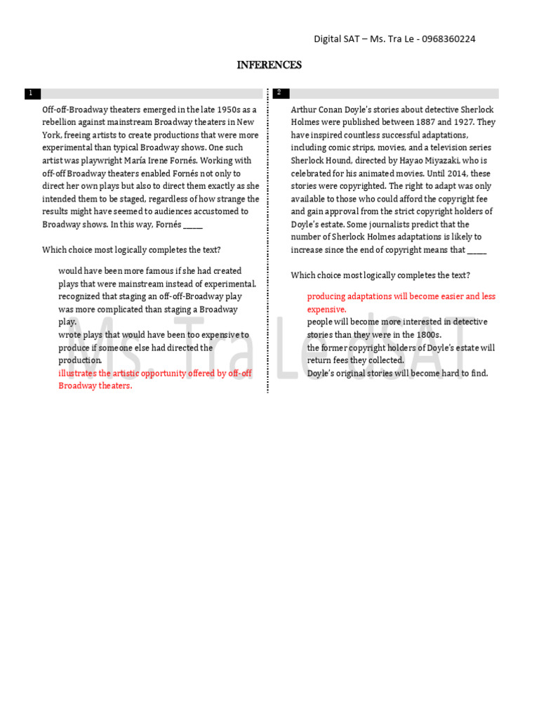 K7.Inferences KEY | PDF