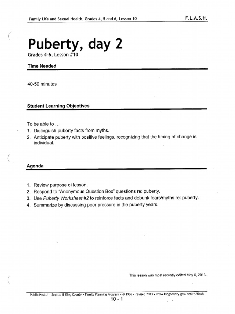Grade 5 Lesson 10-Puberty | PDF