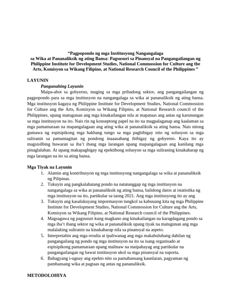 Pangunahing Layunin | PDF