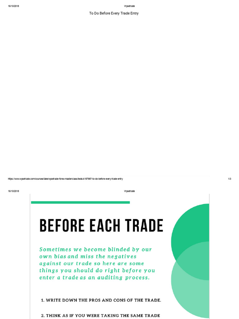 To Do Before Every Trade Entry | PDF | Business