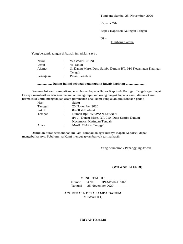 Mohon Ijin Keramaian | PDF