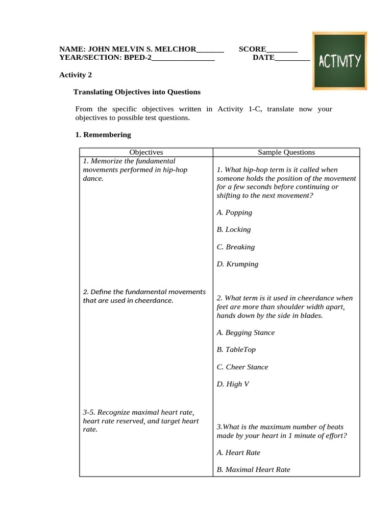 Lesson 3 - Activity 2MELCHOR | PDF | Heart Rate
