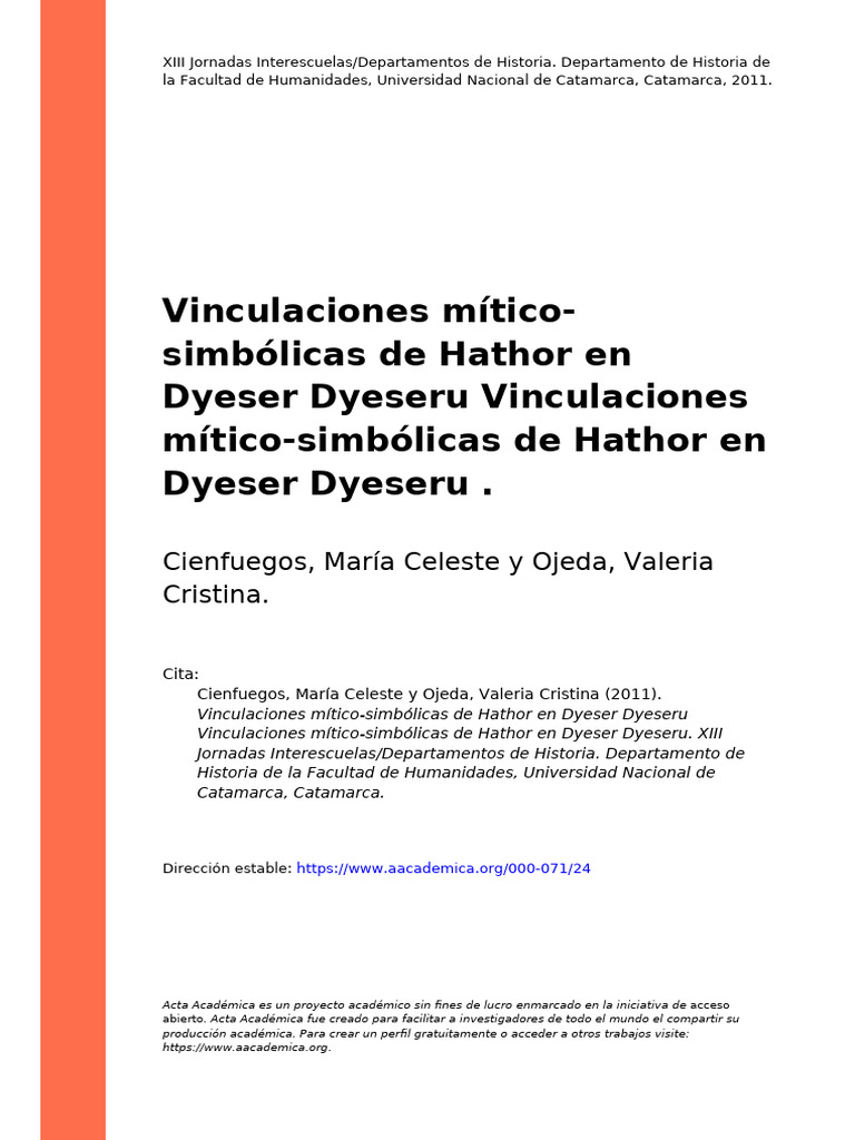 Cienfuegos, María Celeste y Ojeda, (... ) (2011) - Vinculaciones Mítico-Simbólicas de Hathor en ...