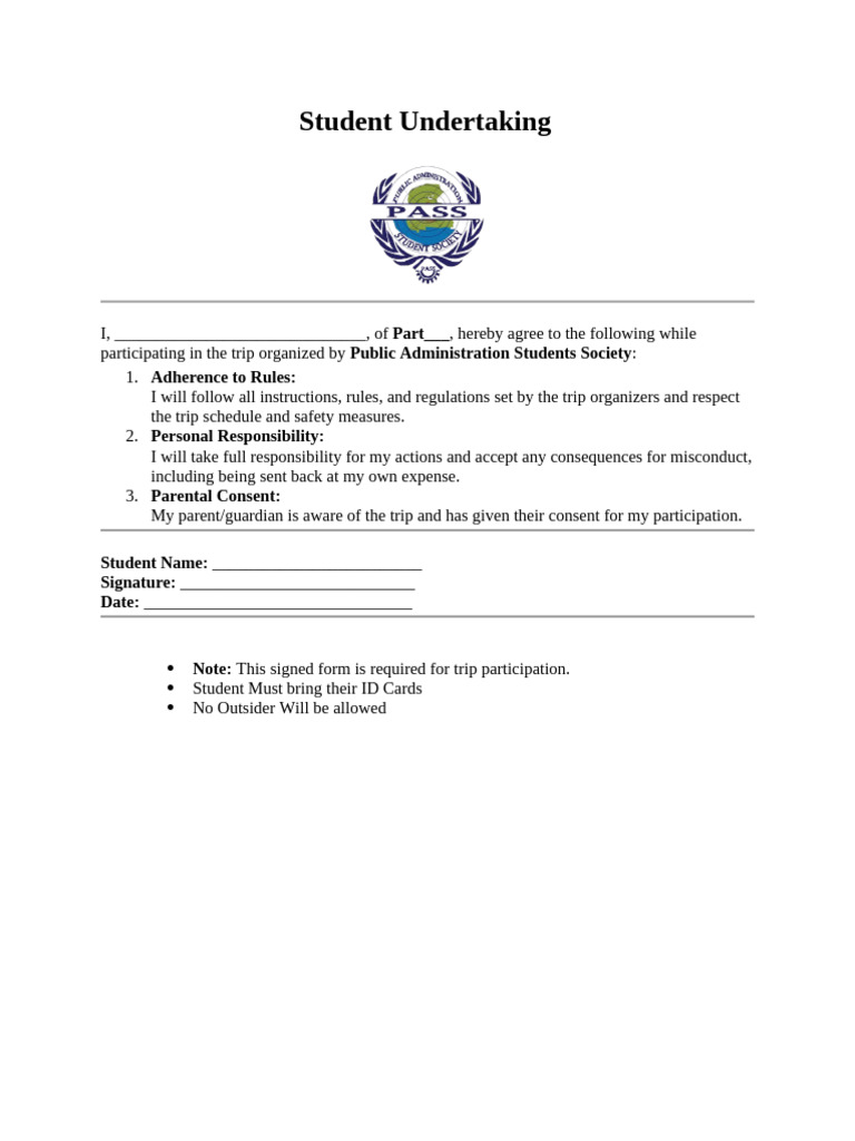 Student Undertaking-1 | PDF