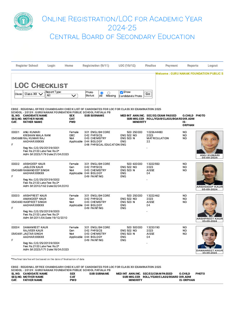 Cbseit - in Cbse Web Regn Locchklist2 | PDF