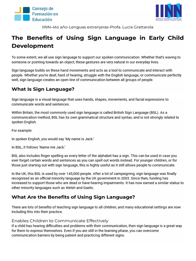 The+Benefits+of+Using+Sign+Language+in+Early+Child+Development | PDF