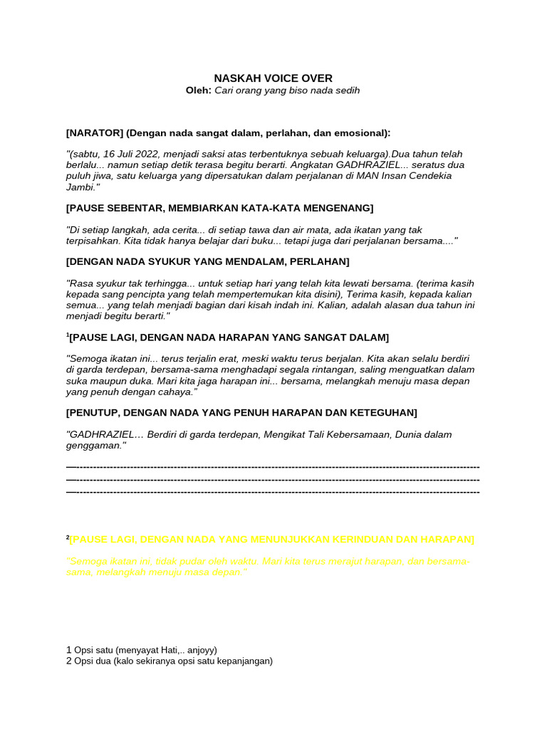 Naskah Voice Over | PDF