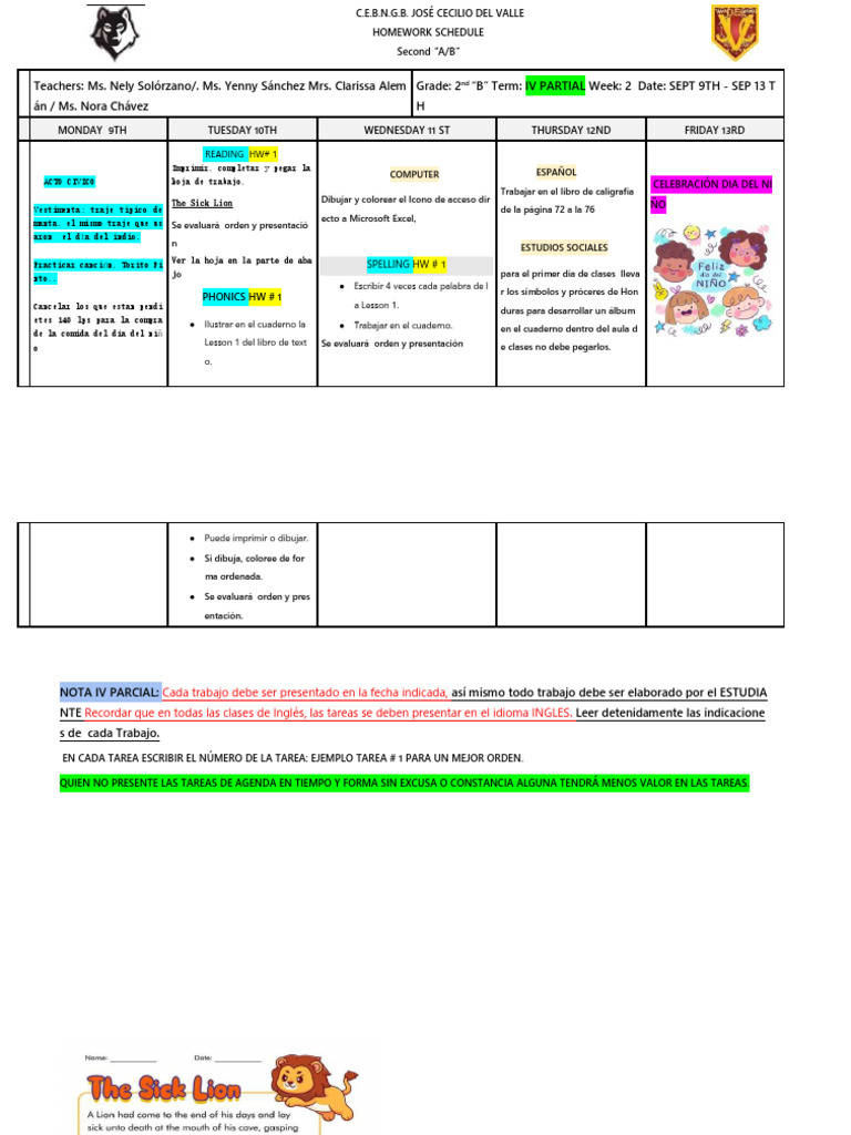 Agenda Week 2 Second Grade. | PDF