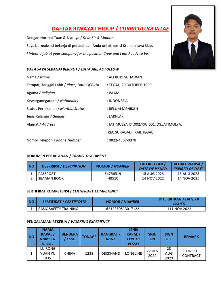Curriculum Vitae Ali Budi Setiawan | PDF