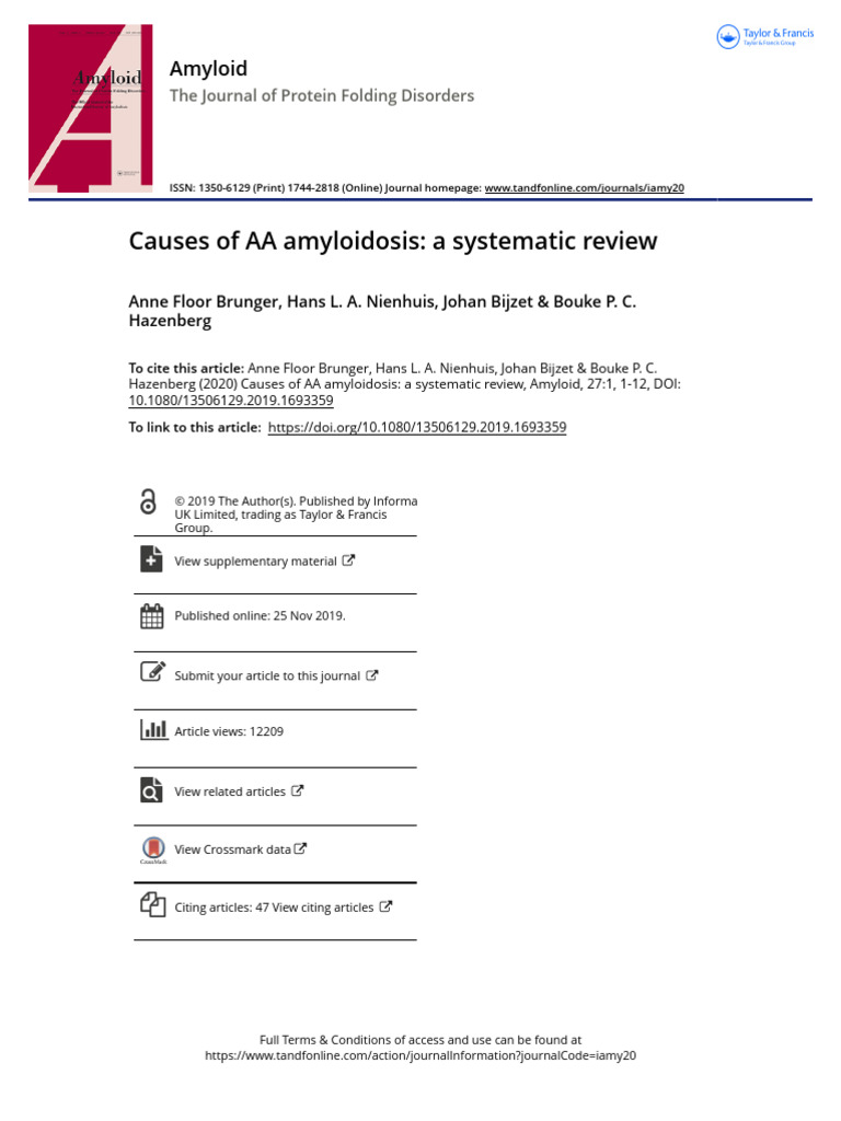Causes of AA Amyloidosis A Systematic Review | PDF