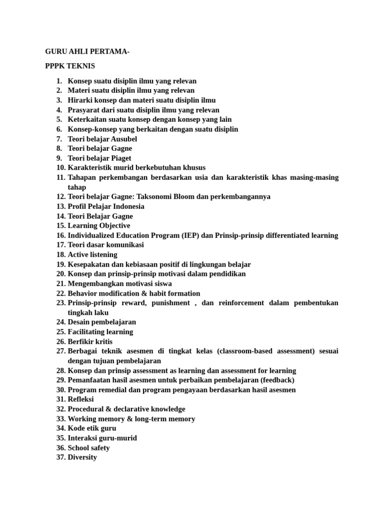 Guru Ahli Pertama-Pppk Teknis | PDF