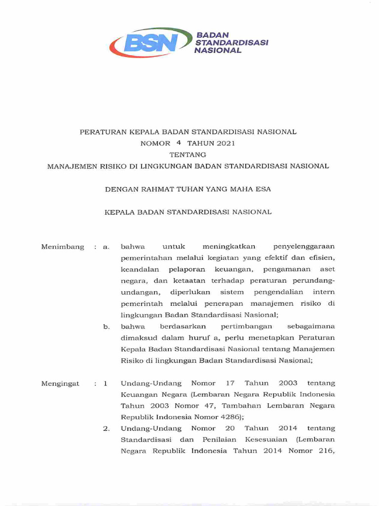 2021-Perka BSN Nomor 4 Tahun 2021 | PDF