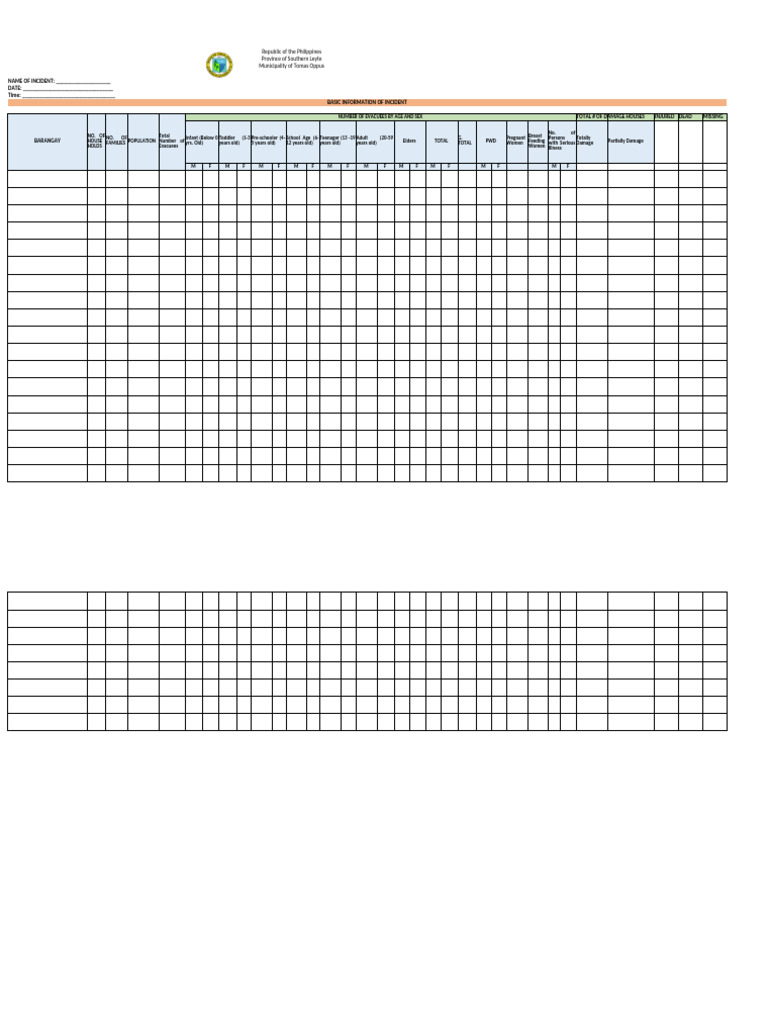 EVACUATION CENTER REGISTRATION FORM | PDF