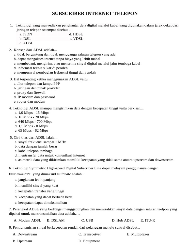 Soal TLJ Subscriber | PDF