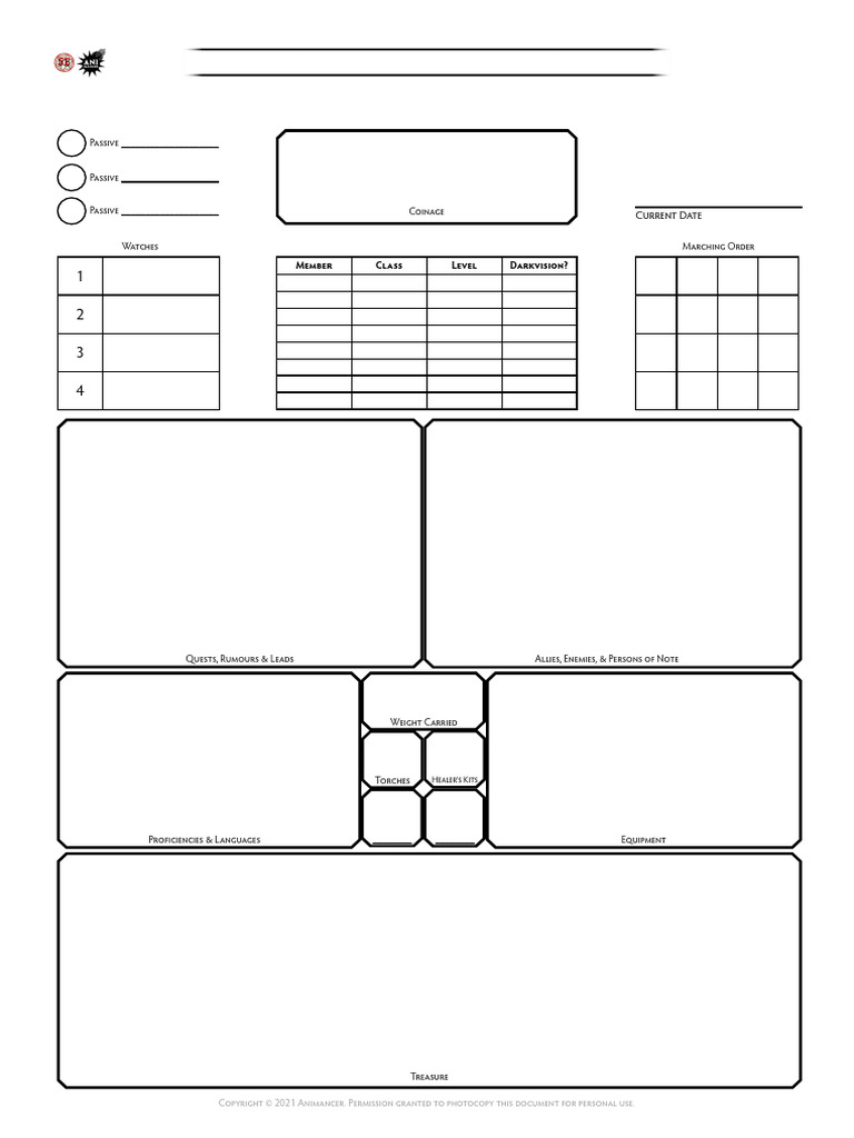 Animancer Adventuring Company Sheet v1 | PDF
