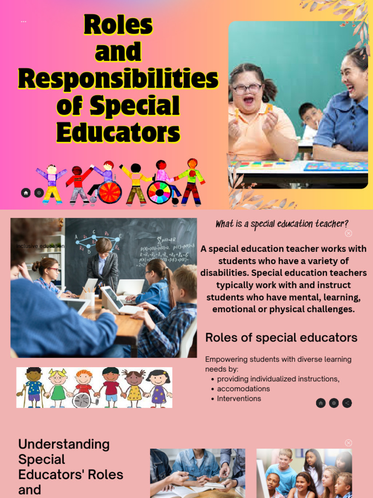 Roles and Responsibilities of SPED Teacher | PDF