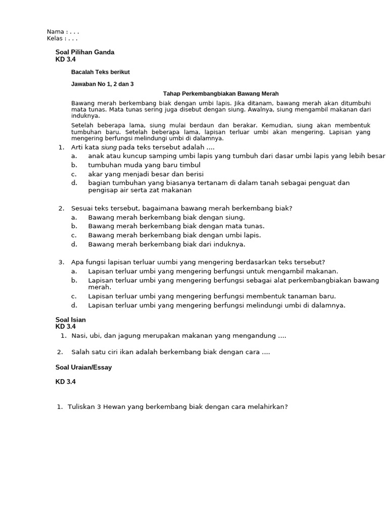 Soal Pas Bindo | PDF | Seni & Disiplin Bahasa | Kajian Bahasa Asing