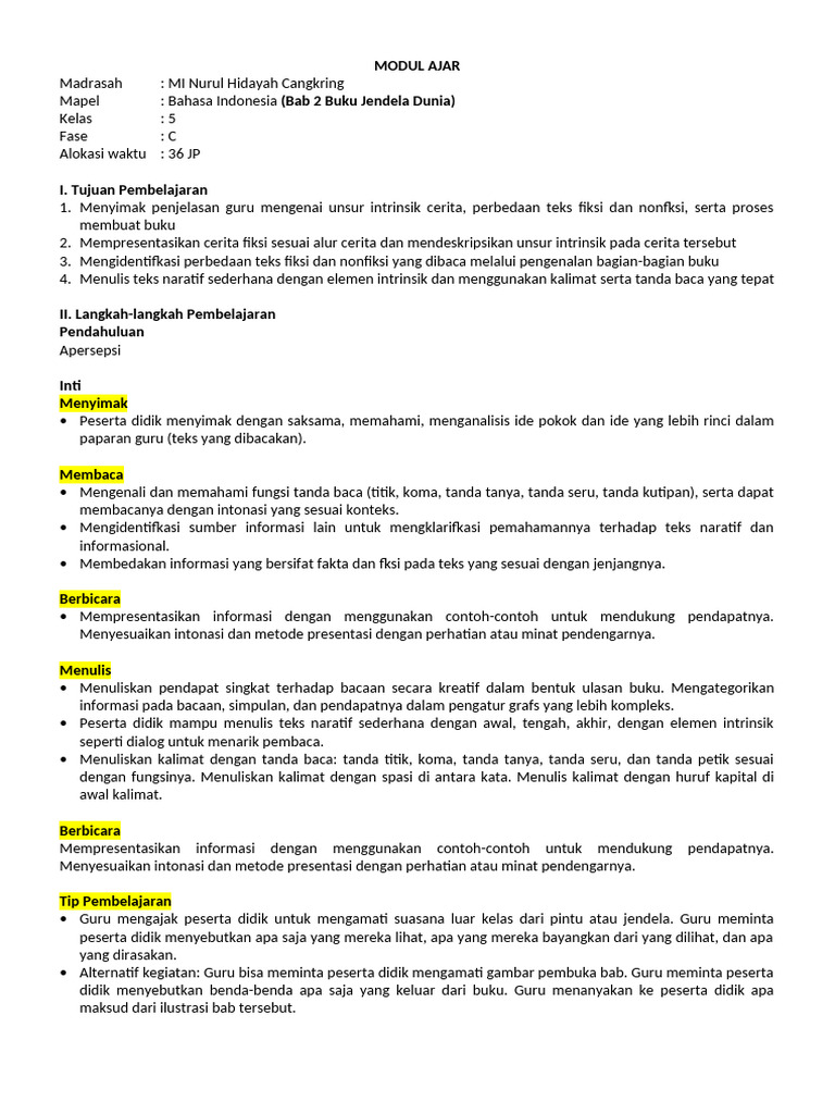 MA B.indo KLS 5 Bab 2 Buku Jendela Dunia | PDF