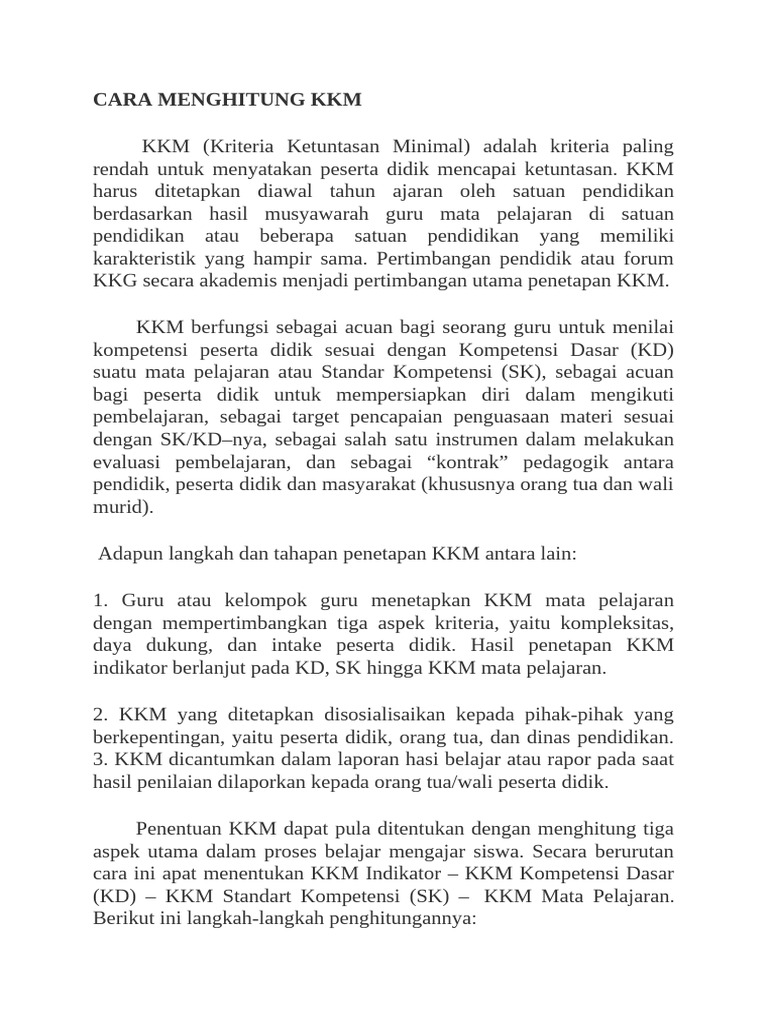 CARA MENGHITUNG KKM | PDF