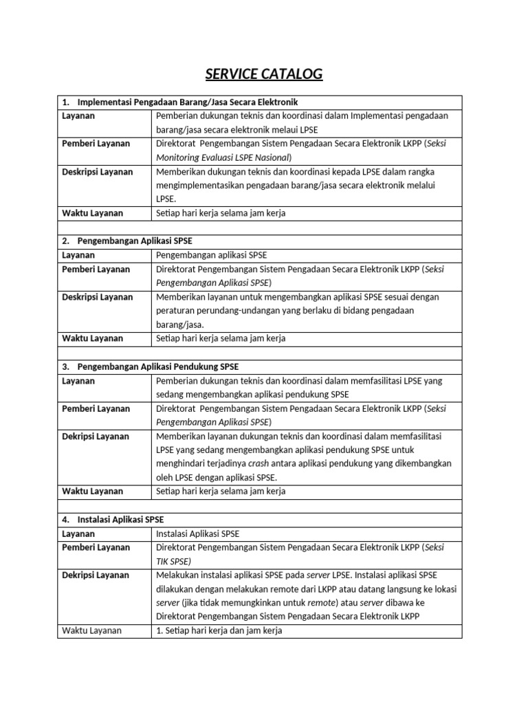 Service Catalog | PDF