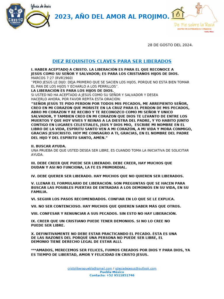 10 Requisitos para Ser Liberado | PDF | Jesús | Cristo (título)