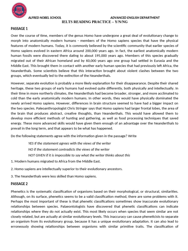 Ielts Reading Practice 5 - y - N - NG | PDF