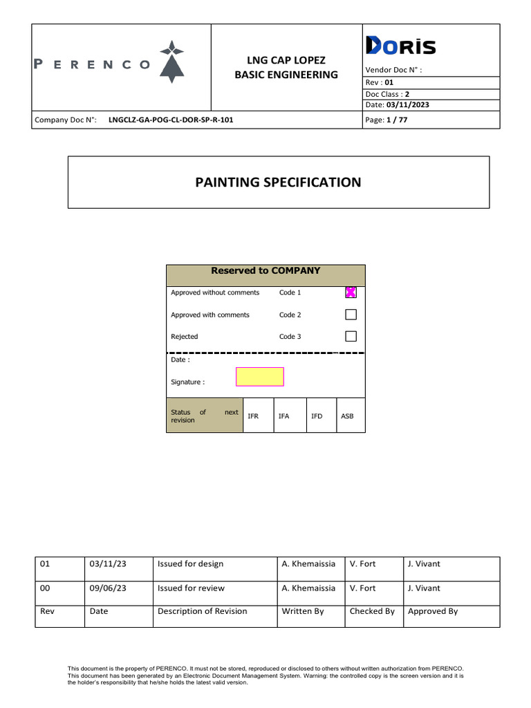 LNGCLZ GA POG CL DOR SP R 101 - Rev09 Painting Specification | PDF ...