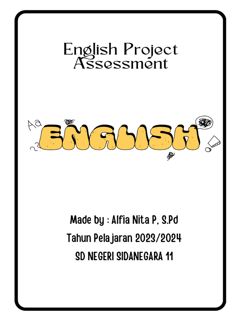 English Project Assessment Cover Page in Blue Red Cute Fun Style | PDF