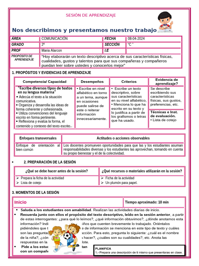 Sesiòn Nos Describimos y Presentamos Nuestro (Recuperado ...