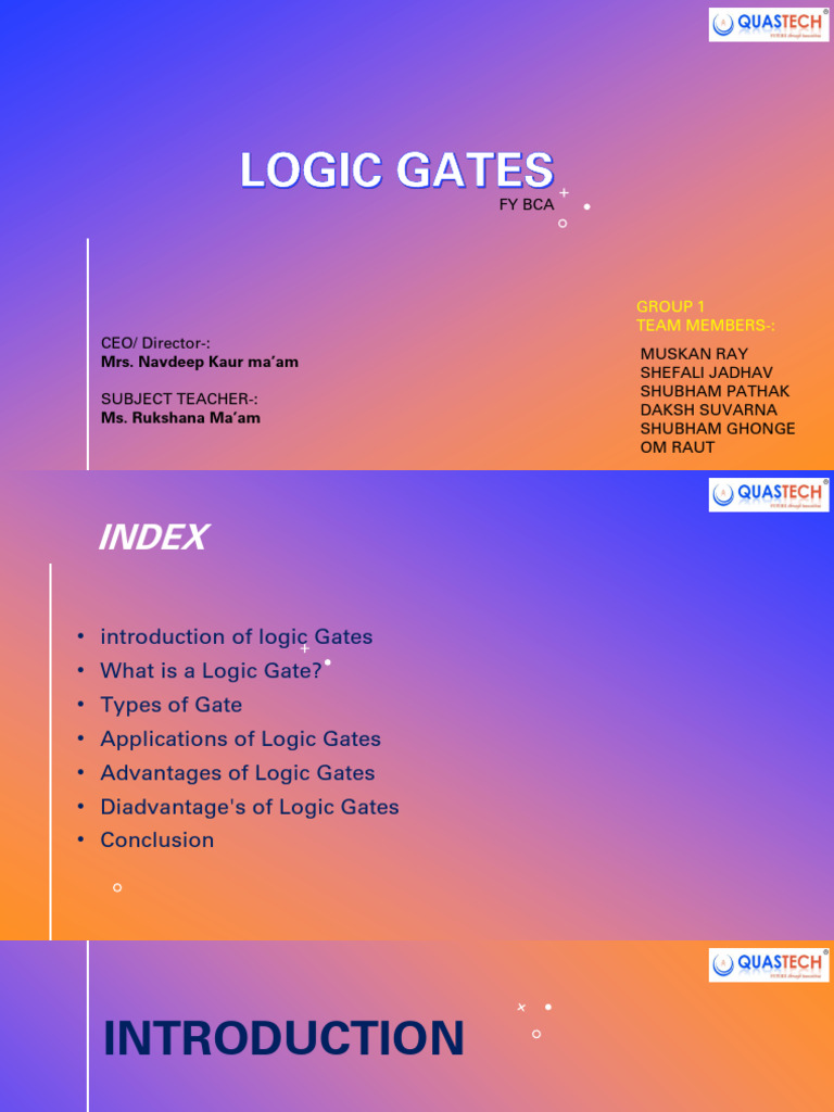 Logic Gates Presentation Group 1 | PDF