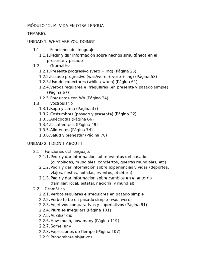 Módulo 12. Temario | PDF