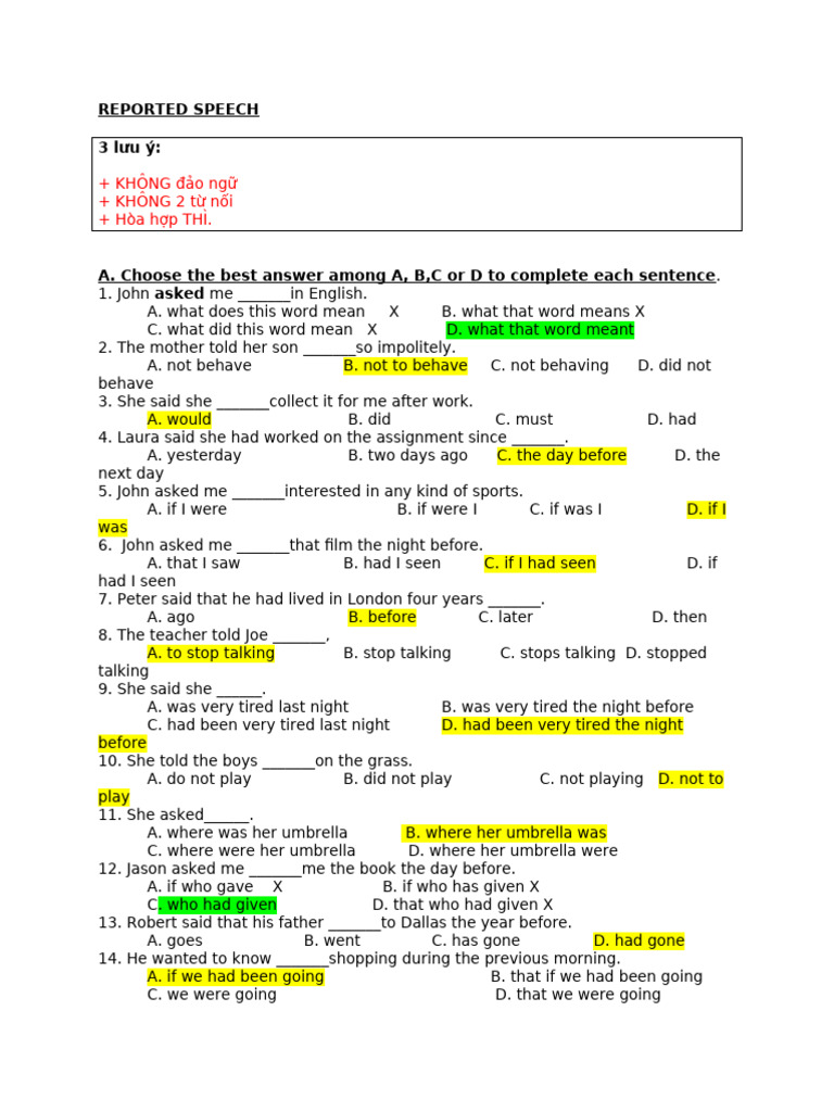 Reported Speech | PDF