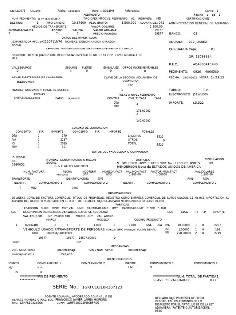 PDF Pedimento Aduanal a1 Compress (1) | PDF